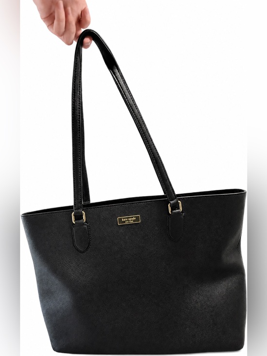 kate spade | Bags | Kate Spade Black Vinyl Laptop Tote With Gold ...